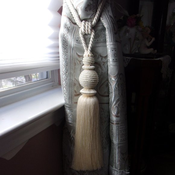 Accents | 2 Large Curtain Tie Back Tassels Cream With Tiny Faux Pearles ...